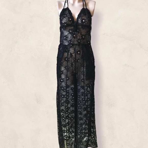 Solitaire | Pants & Jumpsuits | Nwt Solitaire Sheer Lace Wide Leg ...